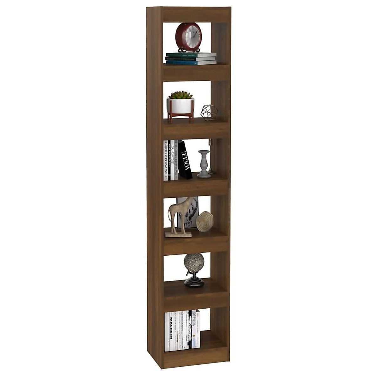 Natulvd 6 Tier Narrow Bookshelf, 78 Inch Tall Corner Bookcase with Open Shelves, Shelving Unit Display Rack Room Divider for Small Space Living Room, Kitchen, Bathroom, Balcony, Brown