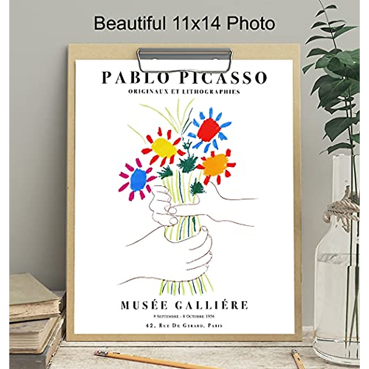 Pablo Picasso Wall Art & Decor - LARGE 11x14 - Pablo Picasso Poster Prints - Mid Century Modern Minimalist Abstract Aesthetic Room Decor - Gallery Wall Art - Bouquet of Peace - Flowers - Museum Poster