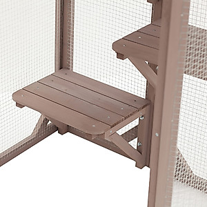 PawHut Outdoor Cat House, Catio Wooden Feral Cat Shelter, Cat Cage with Platforms, Large Enter Door, Weather Protection Asphalt Roof, 71" L, Brown