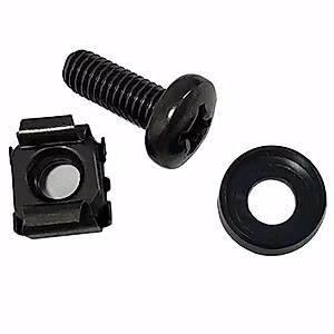 Cables Direct Online Pack of 50pcs M6 Rack Mount Cage Nuts & Screws w/Washers - Square Clips Server Bag Pack Lot