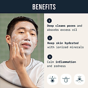 Cardon Men's Deep Pore Cleaning Clay Face Wash, 4x Better Than Charcoal, Oily, Acne-Prone Skin | Korean Premium Skin Care | Remove Face Oil & Dirt, (1 CT)