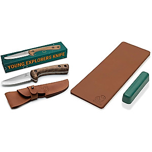 BeaverCraft BSH Kid Kids Knife Boy Scout Knife LS2P1 Stropping Leather Strop for Knife Sharpening Strop Double Sided