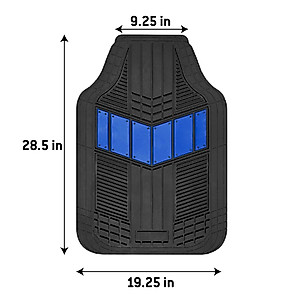 Motor Trend DualFlex Heavy Duty Rubber Auto Floor Mats w/Cargo Trunk Liner Cover Padding for Car Truck SUV, Universal Trim to Fit, All Weather Protection, Blue (MT-688-BL-MT-884)