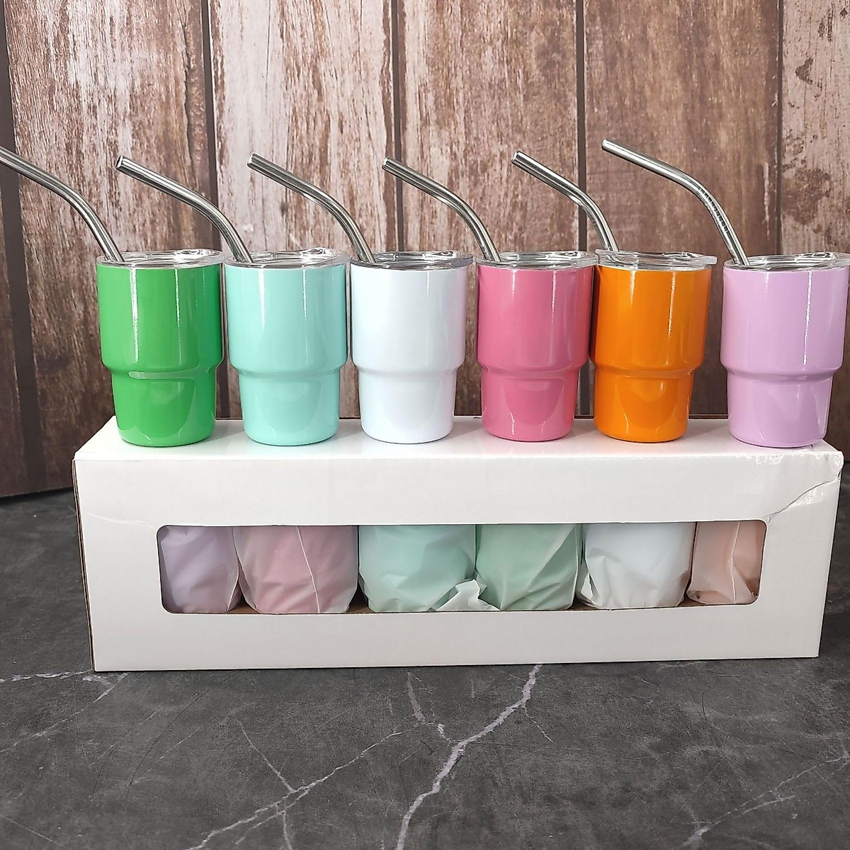 6 ColorsMini Tumbler Shot Glass,Mini Tumbler Shot Glass With Straw,Thermos Travel Coffee Mug,Tumbler Shot Glasses,Travel Mug For Hot And Cold Beverages