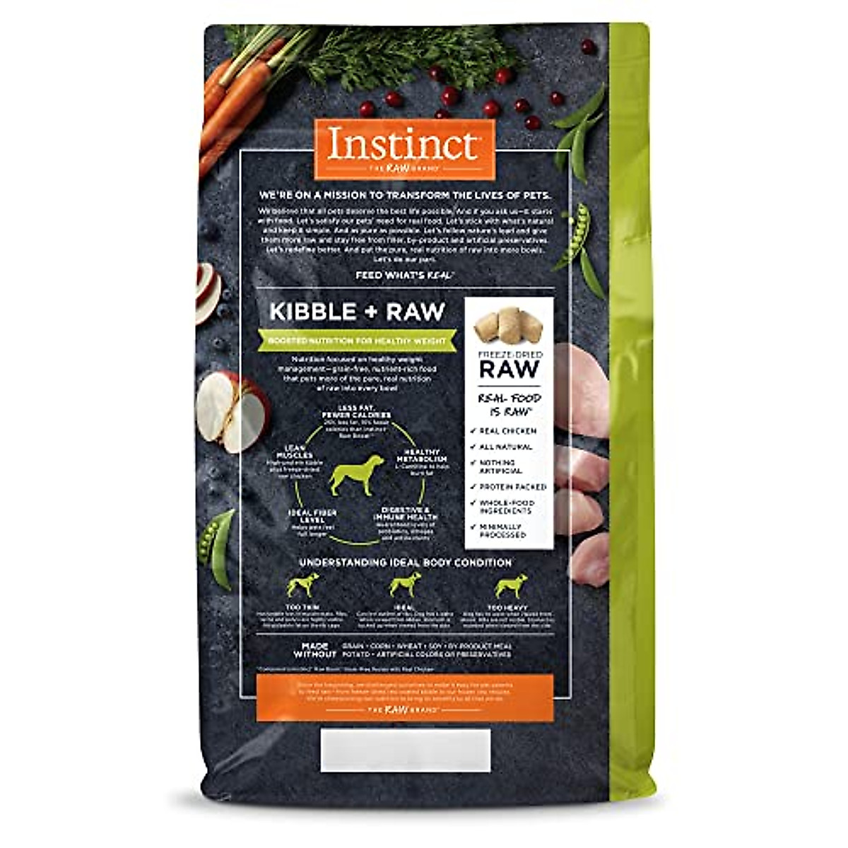 Instinct Raw Boost Healthy Weight Grain Free Recipe with Real Chicken Natural Dry Dog Food, 20 lb. Bag