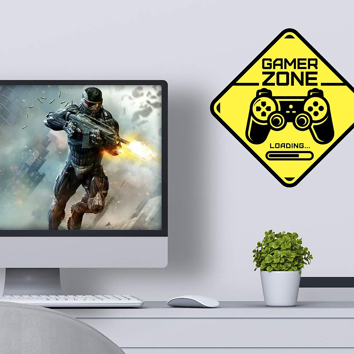 Gamer Zone door sign sticker wall art bedroom boys room gaming decor wallpaper decal stickers boy game vinyl decoration baby kid accessories bedroom kids decals video game loading removable controller