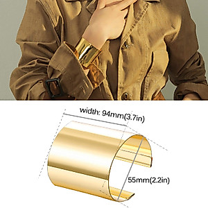 RIOSO 4 Pcs Cuff Bangle Bracelet for Women Open Wide Wire Bracelets Gold Wrist Cuff Wrap Bracelet