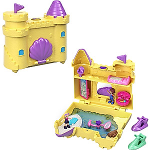 Polly Pocket Travel Toy with 2 Micro Dolls, Dolphin Pet & Water Play Accessories, Pocket World Surf ‘n’ Sandventure Playset