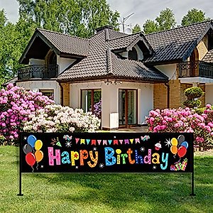 Colorful Happy Birthday Yard Banner Large Happy Birthday Yard Sign backdrop It's My Birthday Backdrop Party Indoor Outdoor Car Decorations