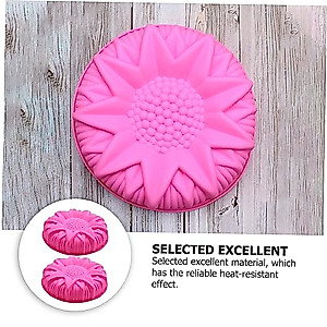 EXQUIMEUBLE 2pcs Sunflower Mold Silicone Cake Molds Silicone Bread Loaf Pan Cake Mould for Round Baking Pan Silicone Candy Mold Round Cake Pan DIY Baking Mold Household Baking Mold Large Rosy