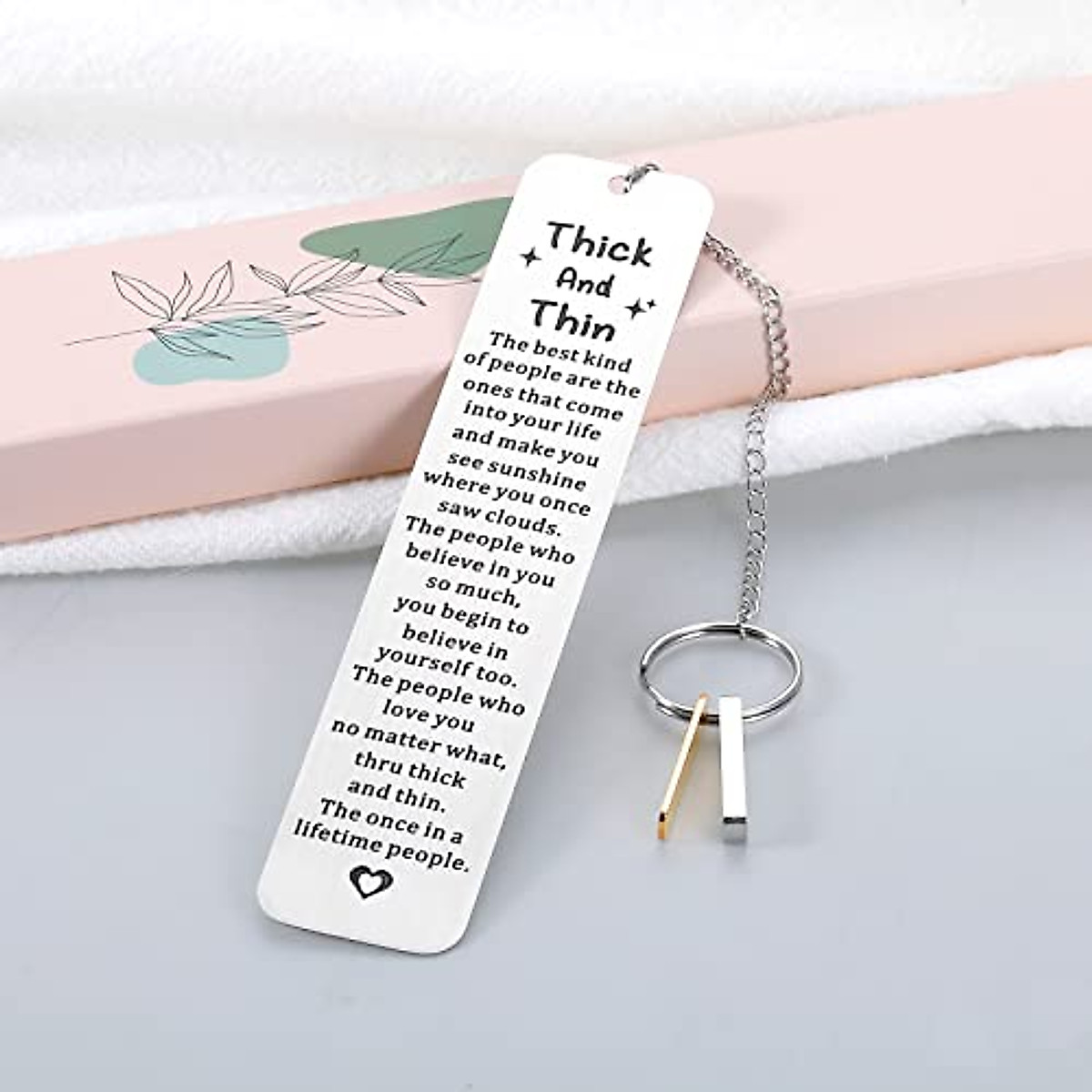Through Thick and Thin Best Friend Gift, Bookmark for Friend Book Lovers, Friendship Gift for Women Friends, Birthday Graduation Gifts for Her Him, Sentimental Gift for Girlfriend Boyfriend Gift Ideas