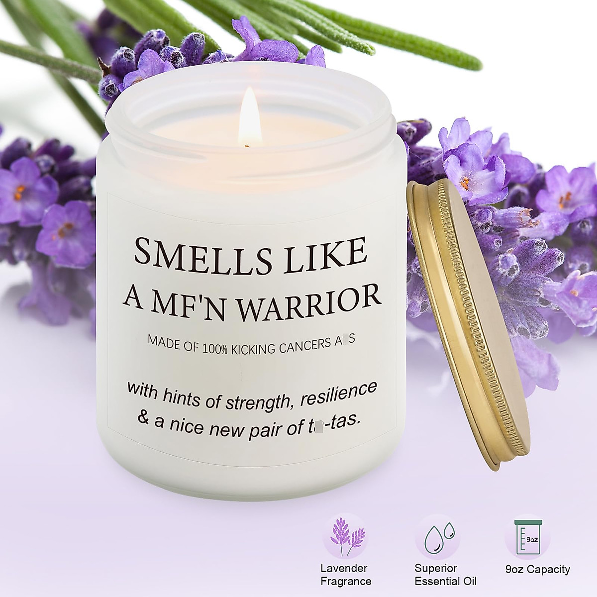 Breast Cancer Gifts for Woman - Cancer Care Gifts, Cancer Comfort, After Breast Surgery Recovery Gifts for Women, Chemo Patients, Breast Cancer Survivor Gifts, Lavender Scented Candle