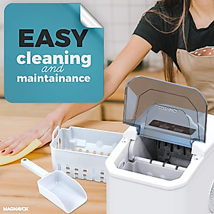 Craig CIM201 Countertop Ice Maker, 9 Cubes Ready in 6 Mins, 26lbs in 24Hrs, Ice Machine with Ice Scoop and Basket, Bullet Ice for Home/Camping/RV, Party, Just add Water