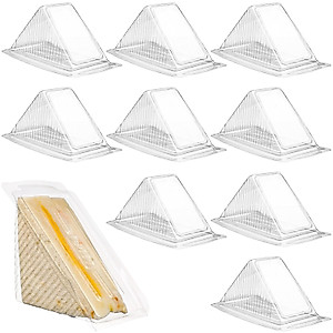Cabilock 50pcs Sandwich Packing Boxes Food Containers Clear Sandwich Case Sandwich Triangle Boxes Take Out Containers for Sandwich Cake Dessert,Hamburger