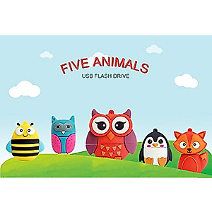 16GB USB Flash Drive Pack of 5 Pcs, BorlterClamp Thumb Drive with Cute Animal Pattern, Gift for Students and Children