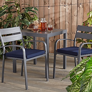 Greendale Home Fashions Sunbrella Outdoor 17" Square Corded Chair Pad, Navy 2 Count