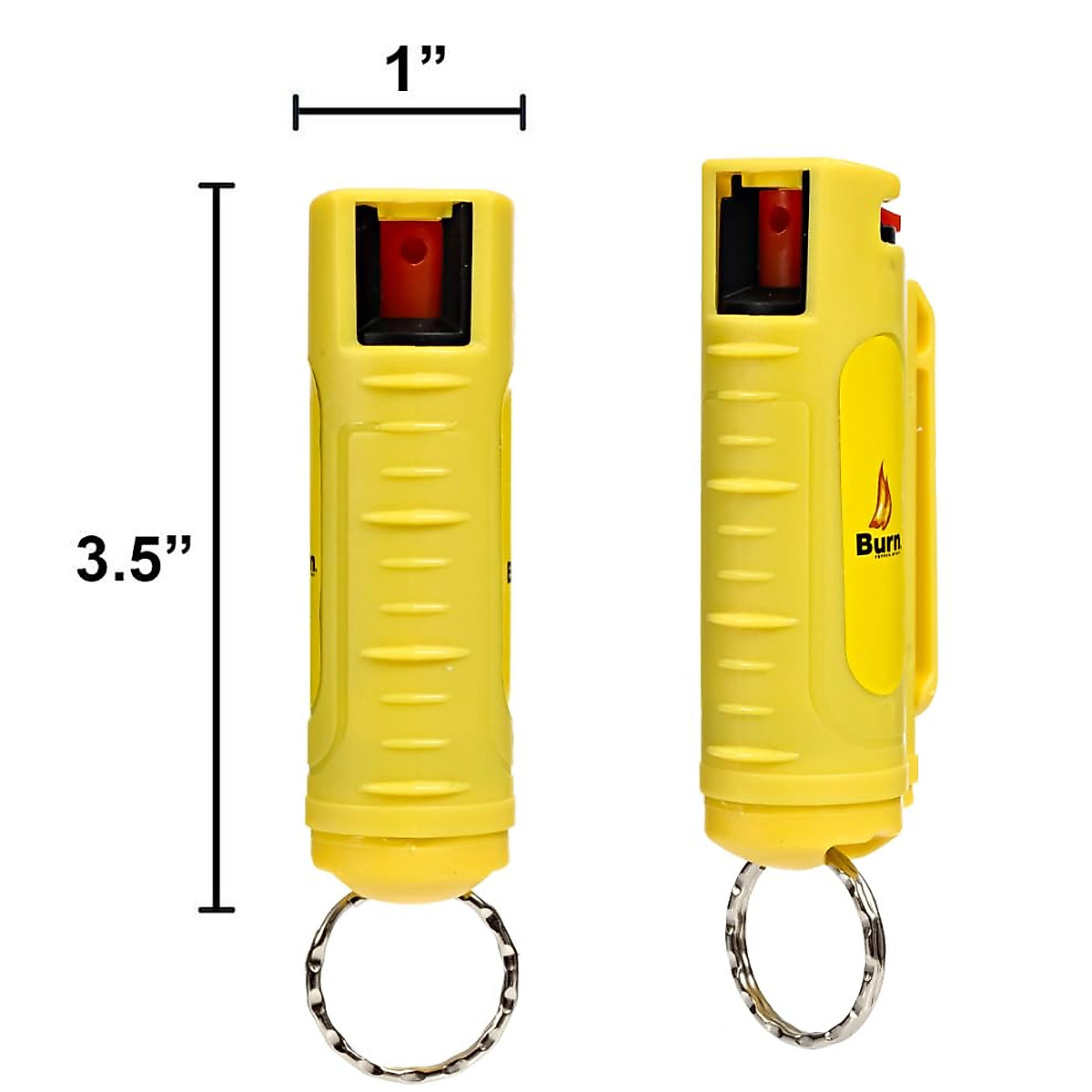 Burn Pepper Spray Keychain for Self Defense - Max Strength OC Spray - 1/2oz Molded Case Yellow