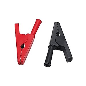 Fielect 2Pcs Alligator Clips 32A Full Insulated Crocodile Clips Clamp with 4mm Banana Jack Plug for Automotive Car Battery Electrical Testing Green Red and Black