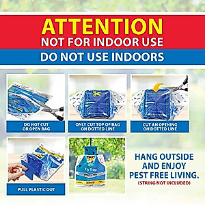 Raid Fly Trap (6-Pack), Outdoor Fly Trap, Disposable Fly Trap Bag, House Fly Trap with Food-Based Attractant