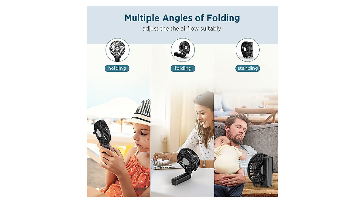 EasyAcc Mini Handheld Fan - Portable, 3 Speed & Rechargeable