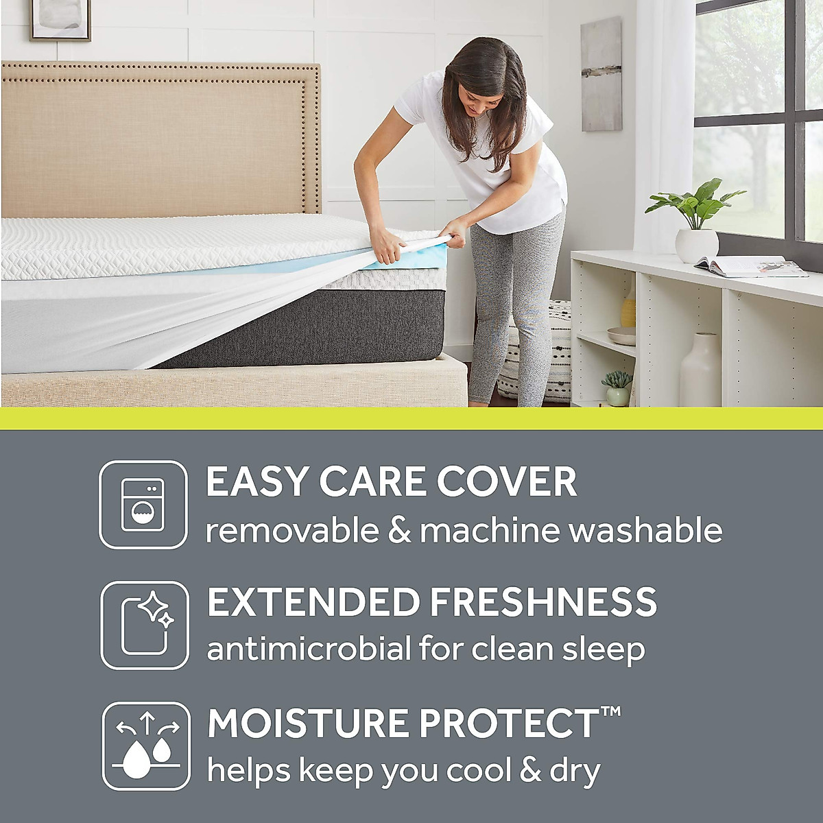 Sealy 3" SealyChill Gel Memory Foam Mattress Topper, King, White