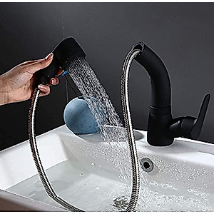 Kitchen Sink Taps Faucet Spiral Spring Kitchen Sink Mixer Tap Low Pressure Basin Mixer Tap with Dish Rinser Matte Black Chrome