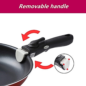 Motase 6pcs Pots and Pans Set, Nonstick Cookware Set Detachable Handle, Induction Kitchen Cookware Sets Non Stick with Removable Handle, RV Cookware Set, Oven Safe, Red