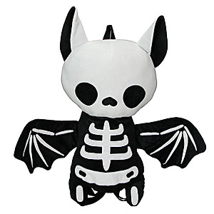 Spooky Skeleton Bat Backpack Black Polyester Gothic Animal Fashion Bag