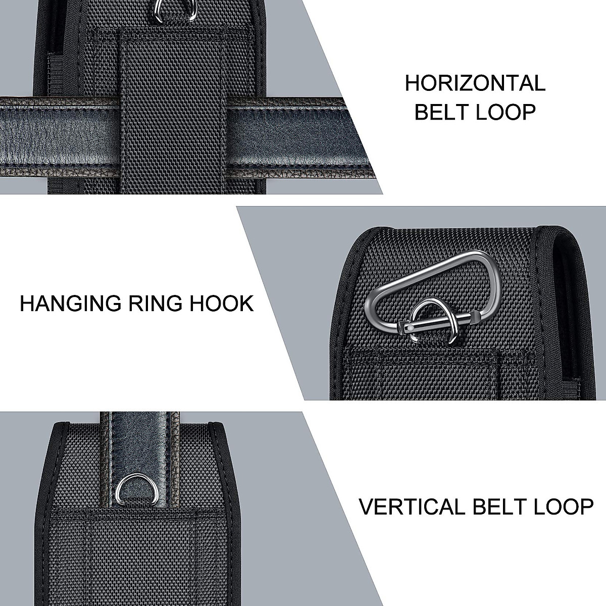 ykooe Cell Phone Pouch Nylon Belt Holster Case Compatible with Galaxy S25/S24/S23/S22 Ultra A16 A15 A14 A13, Moto G Stylus/Power/Play, Pixel 8/7 Pro, TCL OnePlus T-Mobile, Black - XXL