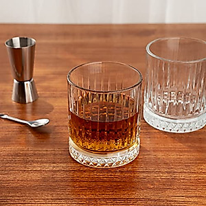 Restaurantware Elysia 12 Ounce Whiskey Glasses 12 Cut Rocks Glasses - Lead-Free Weighted Base Clear Glass Tumblers Dishwasher-Safe For Scotch Bourbon And Cocktails
