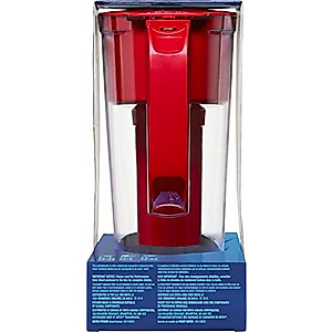 Brita Water Filter Pitcher for Tap and Drinking Water with 1 Standard Filter, Lasts 2 Months, 6-Cup Capacity, Christmas Gift for Men and Women, BPA Free, Red