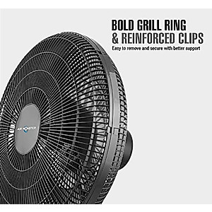 Air Monster 16" Stand Fan with Plastic Grill, Oscillating Pedestal Fan, 3 Speed, Adjustable Height and Angle, Indoor Home and Office use, Black Stand Up Fan