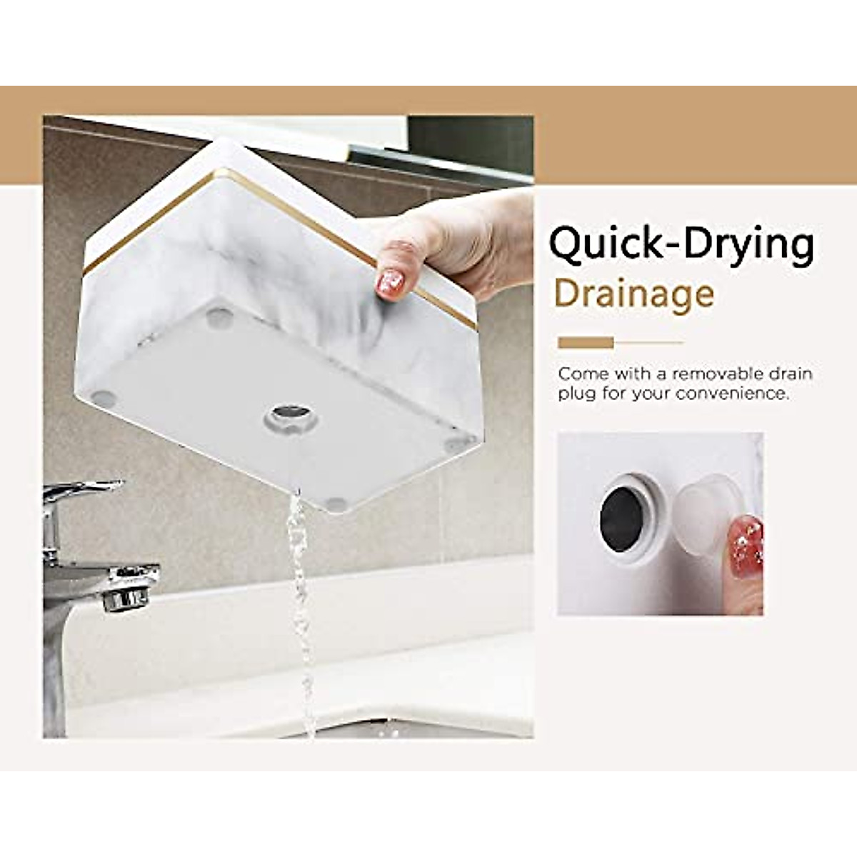 Luxspire Vanity Bathroom Tray Toilet Tank Storage Tray, 5 Slots Electric Toothbrush Holders,