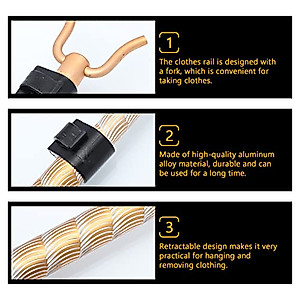 Long Reach Pole Hook Telescoping Closet Reacher Pole Adjustable Reach Stick Clothesline Pole Telescopic Clothing Hook Laundry Hanging Assist Tool