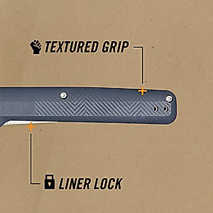 Gerber Gear Pledge Pocket Knife with Pocket Clip - 3.7" Full Panel Plain Edge Blade Folding Knife - EDC Gear and Equipment - Urban Blue