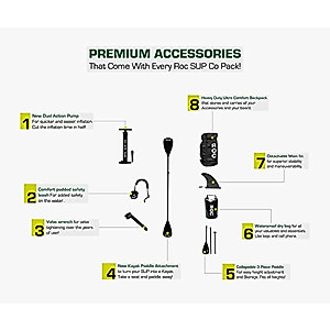 Roc Inflatable Stand Up Paddle Boards with Premium SUP Paddle Board Accessories, Wide Stable Design, Non-Slip Comfort Deck for Youth & Adults