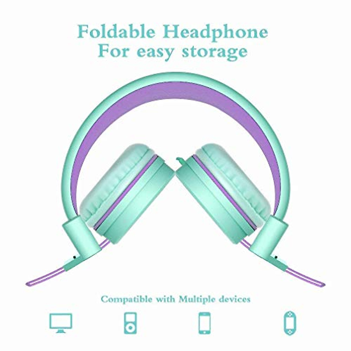 ELECDER Kids Headphones Bundle for Children Girls Boys Teens Foldable Adjustable On Ear Headphones 3.5mm Jack Compatible Cellphones Computer MP3/4 Kindle Airplane School Tablet