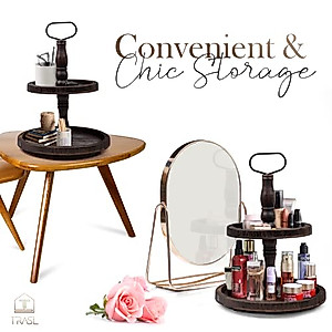 Trasl 2 Tier Serving Tray Farmhouse with 7pc Decoration Set. Kitchen Decor Rustic Serving Stand Wood Serving Tray. Coffee Table Tea Tray Tables & Cupcake Stand Decorative Tray Wooden Tray Room Decor