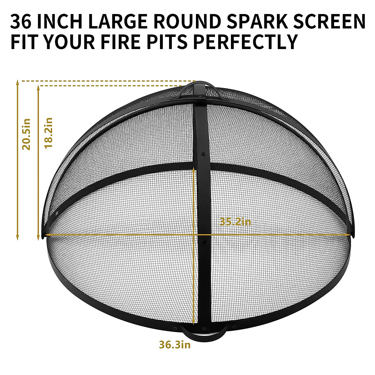 Outdoor Fire Pit Spark Screen Cover Accessory, 36In Patio Round Easy ...