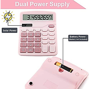 KOFFNIA Basic Desktop Calculator with Big Button Large Display (Pink)