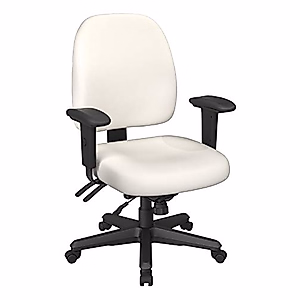 Office Star Ergonomic Mid Back Office Desk Chair with Adjustable Height, Tilt, and Padded Arm Rests, Dillon Snow Fabric