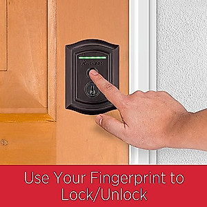 Kwikset Halo Fingerprint Wi-Fi Smart Door Lock, Keyless Touch Entry Electronic Traditional Deadbolt, No Hub Required App Remote Control, With SmartKey Re-Key Security, Venetian Bronze
