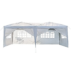 Outvita 10x20ft Pop Up Canopy with 6 SideWalls, Ez Pop Up Portable Instant Canopy Tent for Outdoor Events, Party, Wedding, Birthday,Graduation (White)