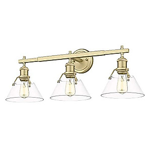 Orwell 3 Light Bath Vanity Brushed Champagne Bronze with Clear Glass Shades