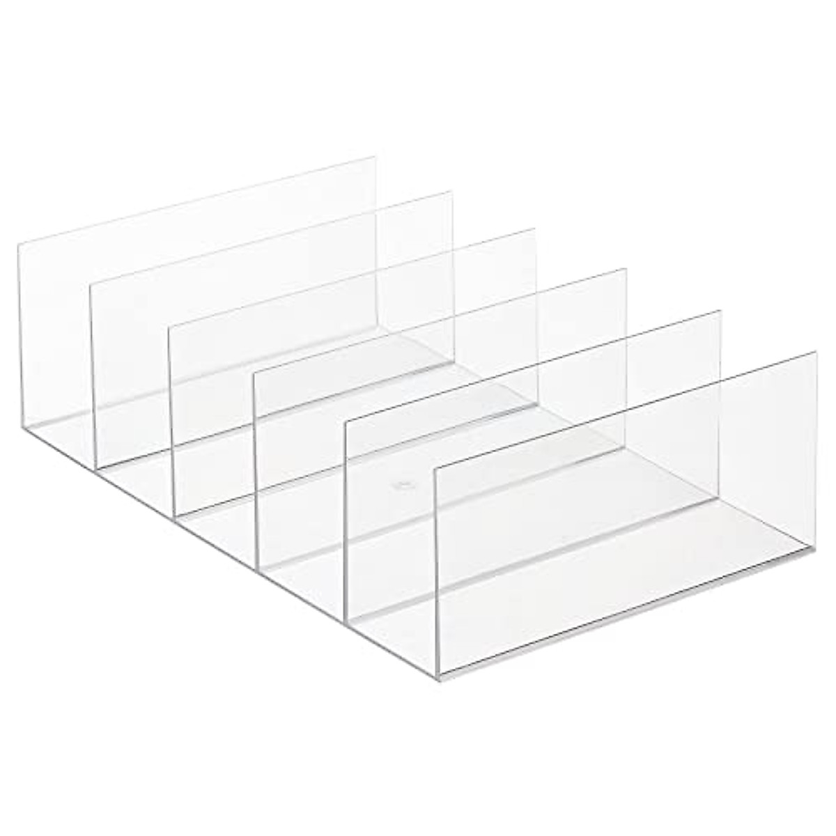 mDesign Plastic Divided Purse Organizer for Closets, Bedrooms, Dressers - Closet Shelf Storage Solution for Purses, Clutches, Wallets, Accessories - 5 Compartment Sections - Lumiere Collection - Clear