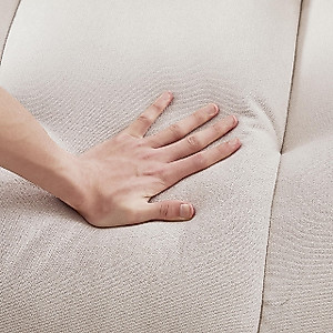 ERYE 3-in-1 Linen Upholstered Convertible Futon Sofabed Modern Oversized Functional Loveseat Sofa Convertible Sleeper Couch Bed with Split Reclining Backrest,2 Pillows and 8 Wood Legs for Living Room