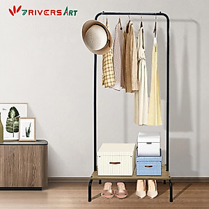 7RiversART Heavy Duty Clothing Racks for Hanging Clothes Rack, 59.06" High Garment Rack Metal Clothing Hanger Rack Wardrobe Rack for Coats, Shirts, Dress, (Black)