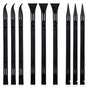 9 Pieces Plastic Scraper Tool Scratch Free Plastic Scraper Cleaning Pen-Shaped Scraper Tool Stiff Multipurpose Label Scraper for Tight Spaces, Kitchen, Crevices, Food, Paint (Black)