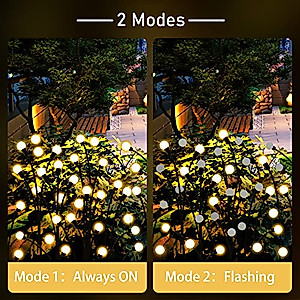 SHUKAN 4 Pack 10LED Solar Firefly Lights, Upgraded Solar Garden Lights Outdoor IP65 Waterproof, Swaying When Wind Blows, Solar Starburst Swaying Lights for Yard Patio Pathway Decoration (Warm White)