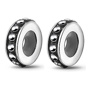 2PCS Antique Sterling Silver Stopper Rubber Beads Charm for European Snake Chain Bracelet